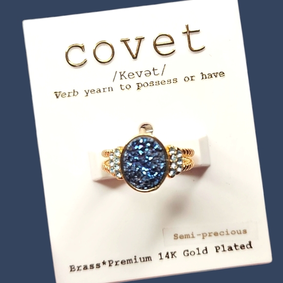 Covet | Jewelry | 39 Covet Blue Druzy 4kt Gold Plated Ring | Poshmark